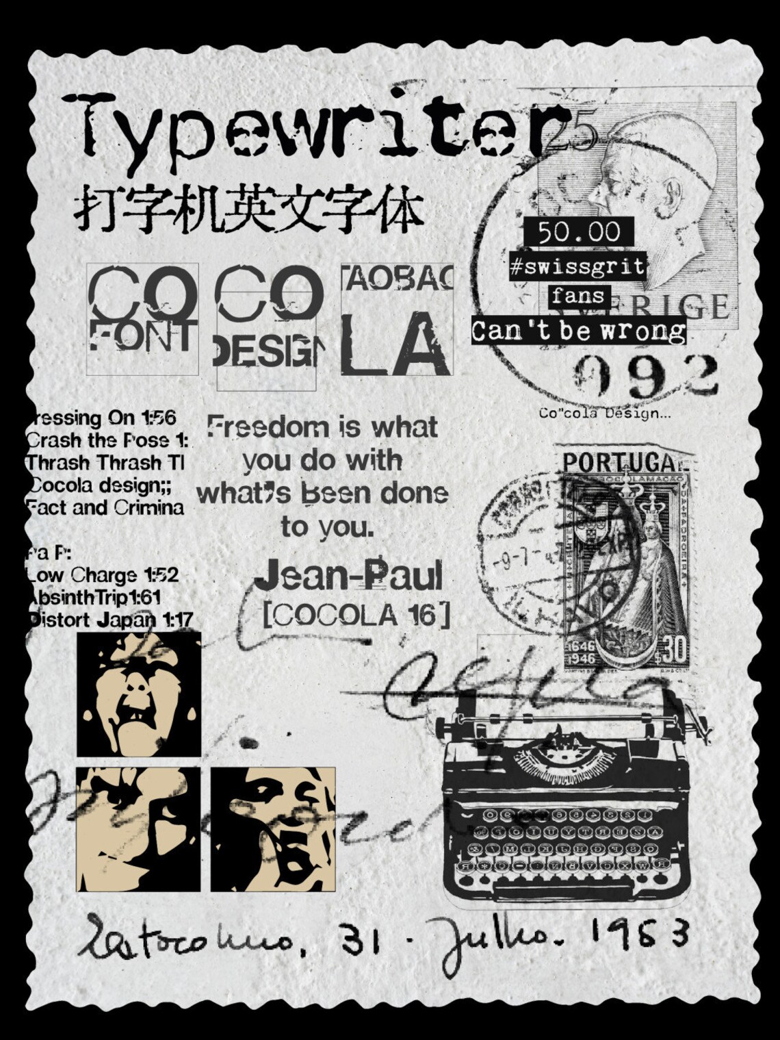 Retro Typewriter English Font Old Inkjet Printing Font PS Procreate ...