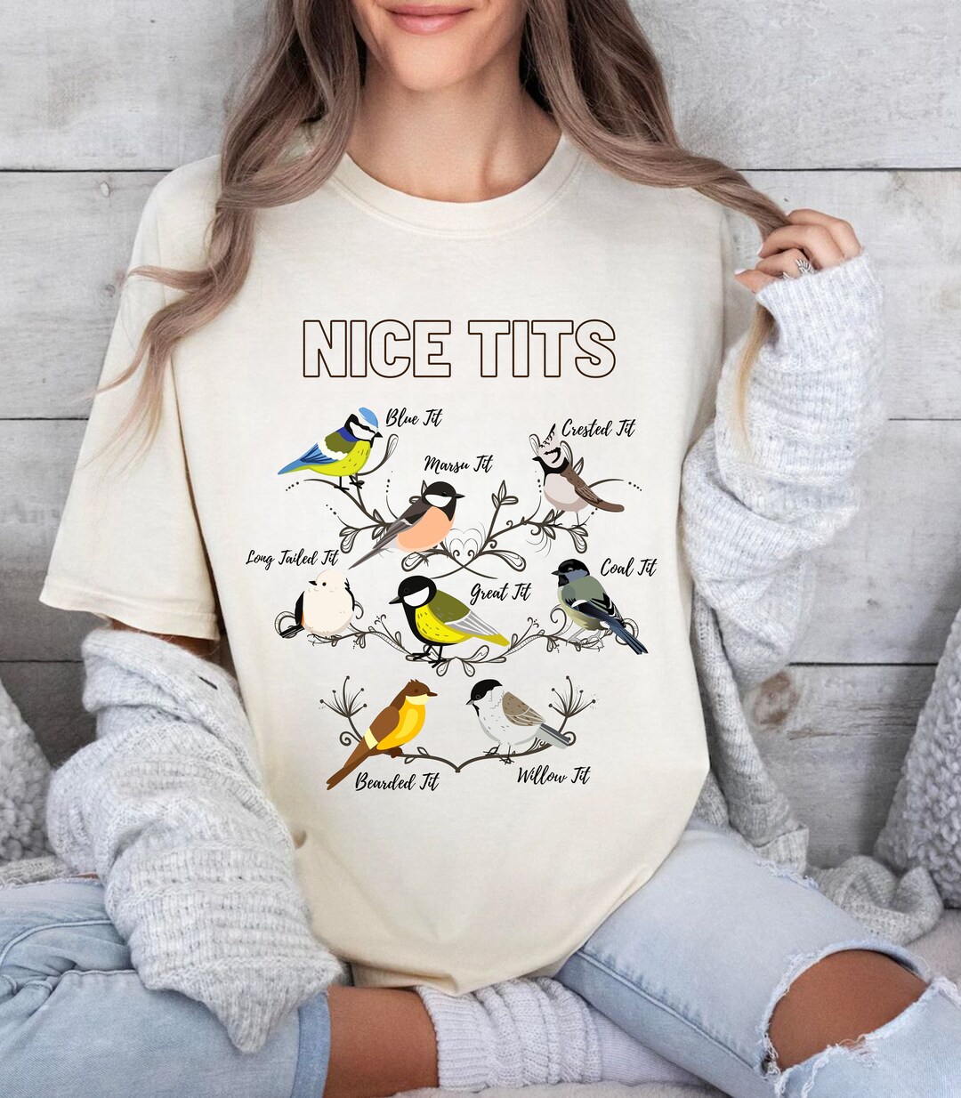 Bird Comfort Colors Shirt, Tit Bird Shirt, Bird Lovers Gift ...