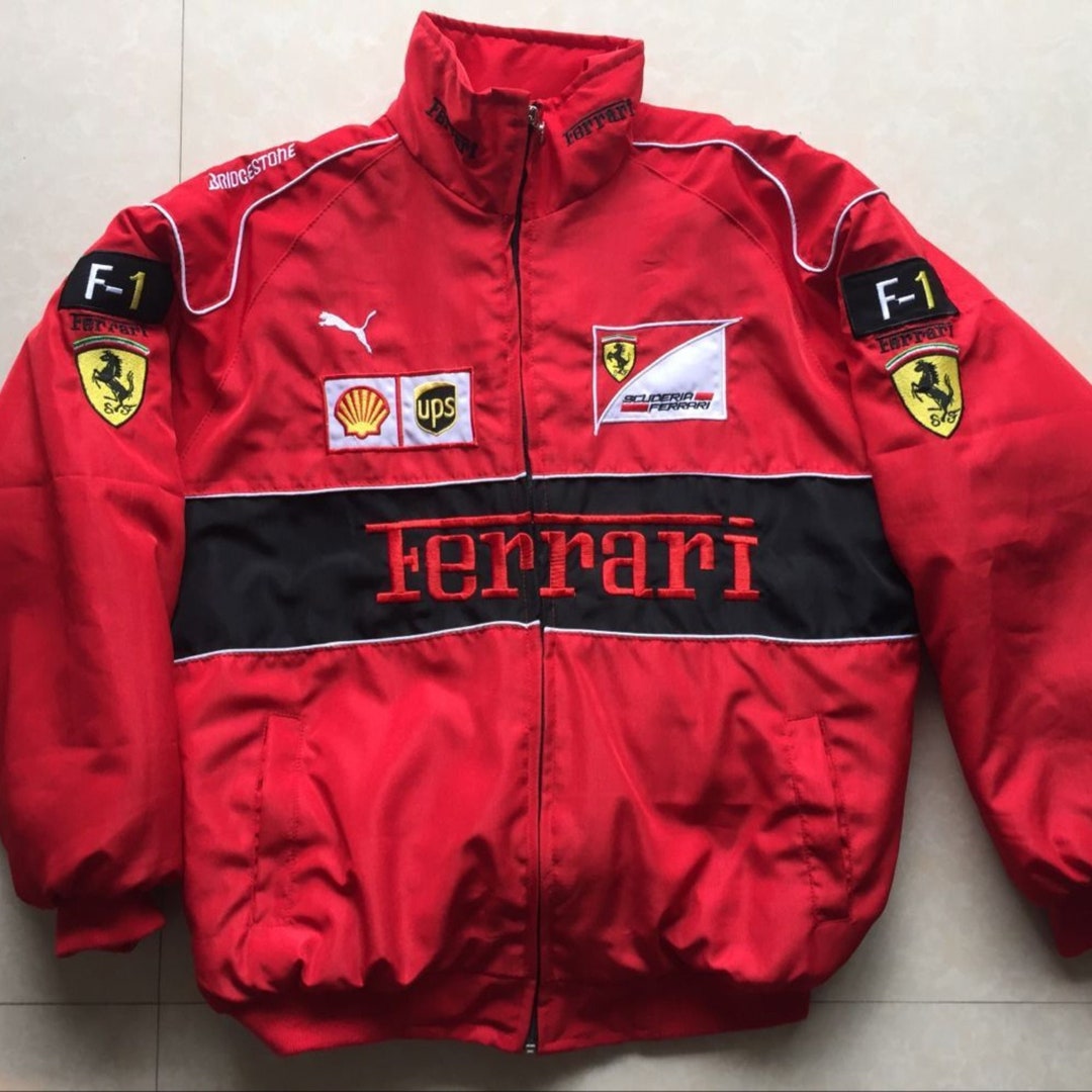Ferrari Racing Jacket Embroidered Ferrari F1 Jacket Retro Streetwear ...