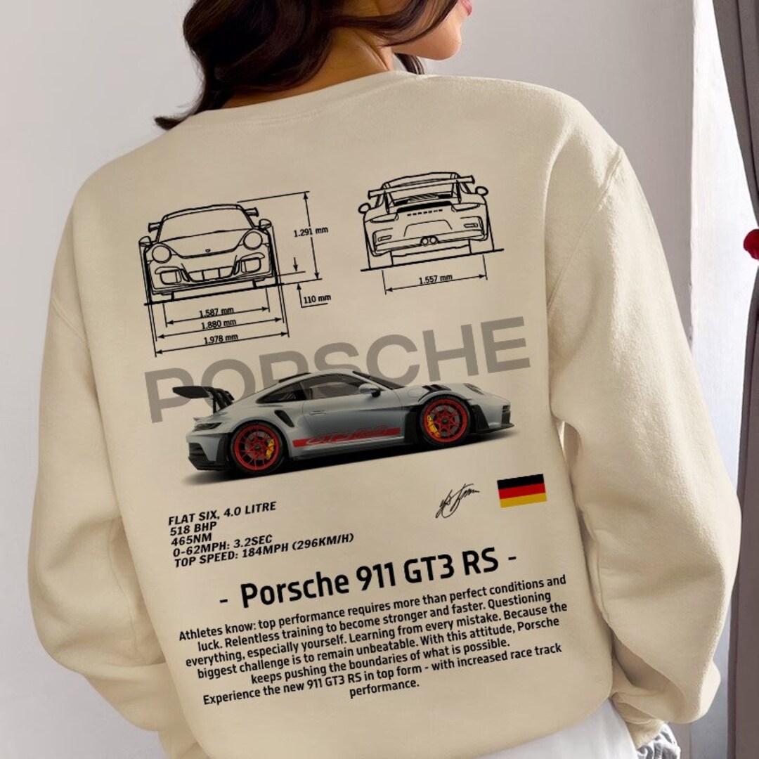 Porsche 911 GT3RS Hoodie, Oversized Porsche Hoodie, Custom Streetwear ...