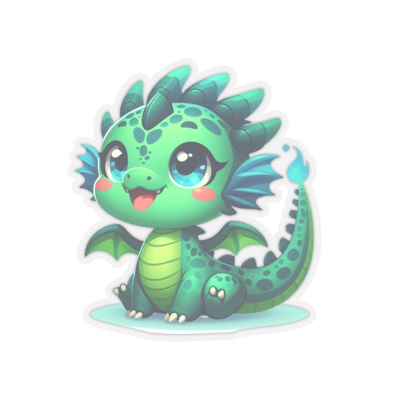 Adorable Green Blue Dragon Sticker. Perfect for Dragons and Mythical ...