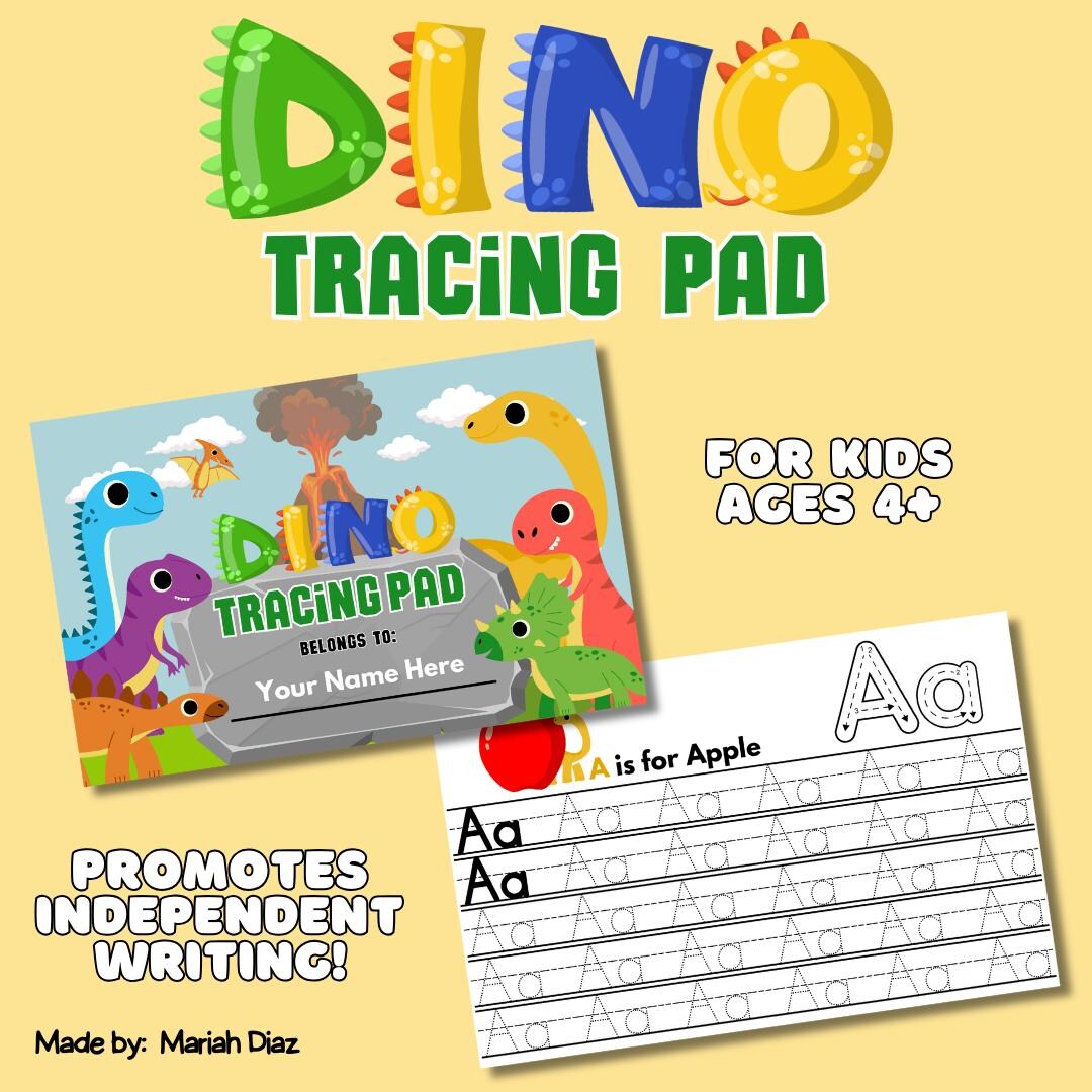 Dinosaur Alphabet Tracing Pad for Kids Digital/printable - Etsy