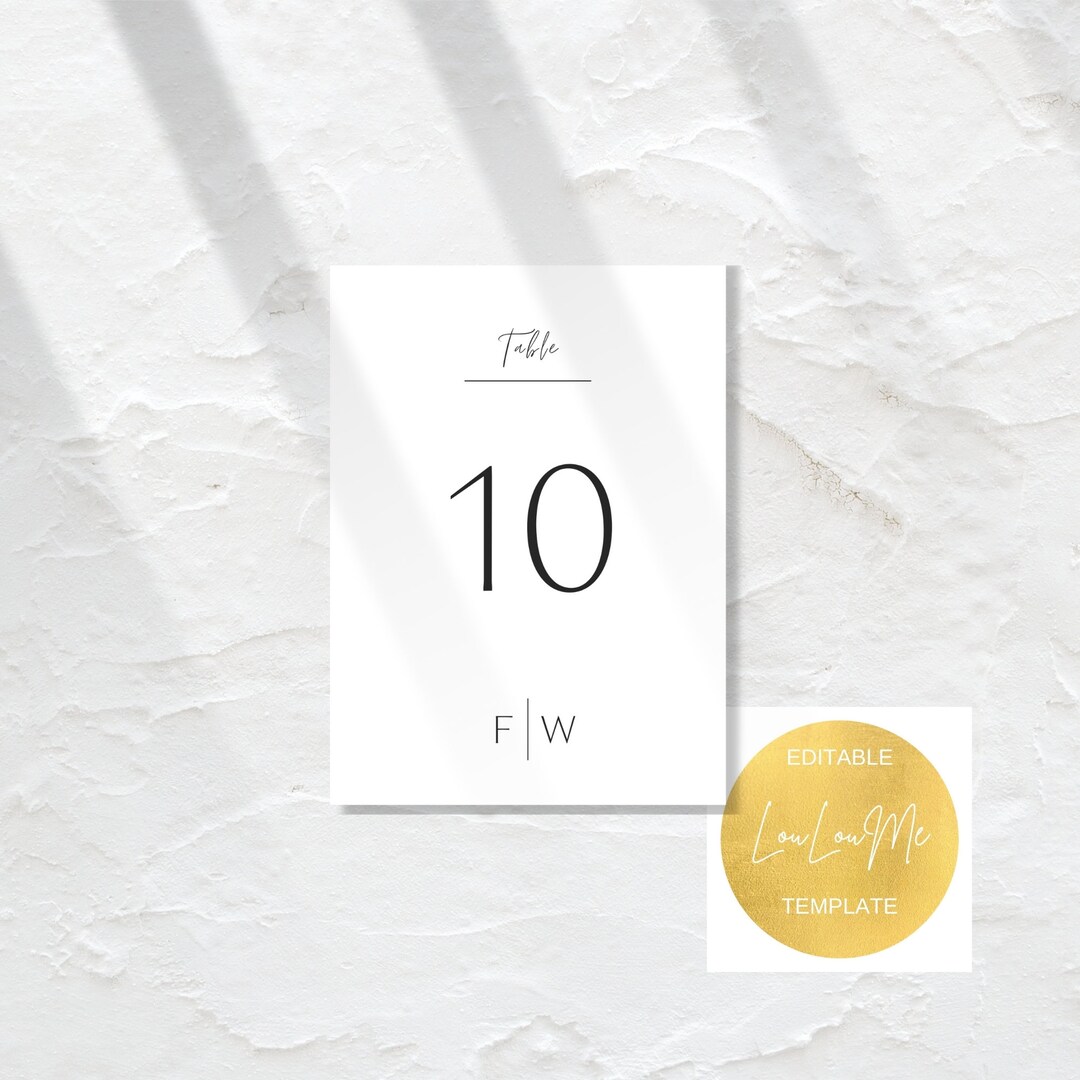 Black and White Table Number Template, Minimalist Table Number Cards ...