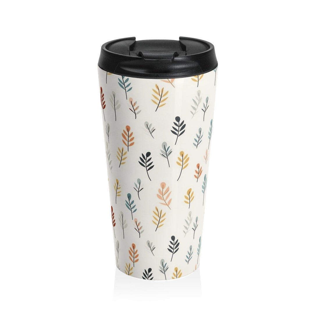 Boho Flower Thermal Mug, Boho Aesthetic Mug, Travel Coffee Mug, Travel ...