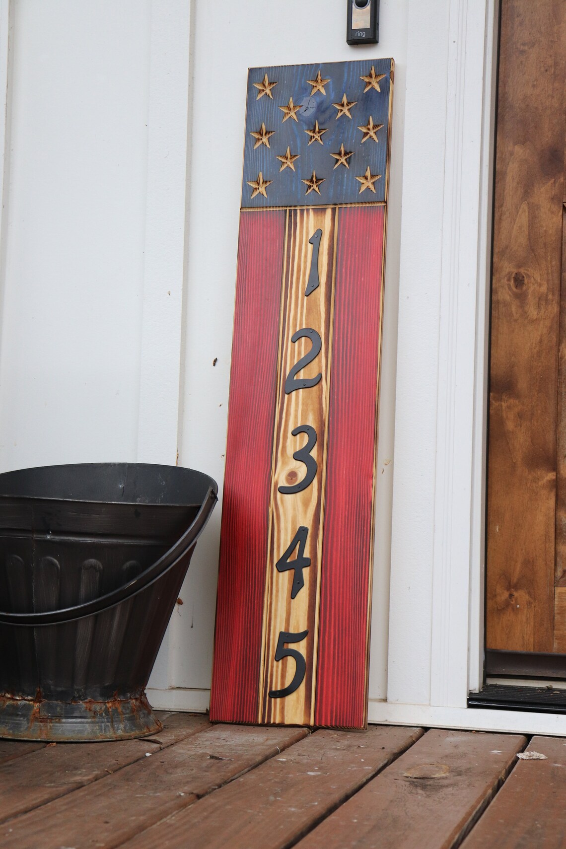 House Number Sign 5 Number US Flag - Etsy