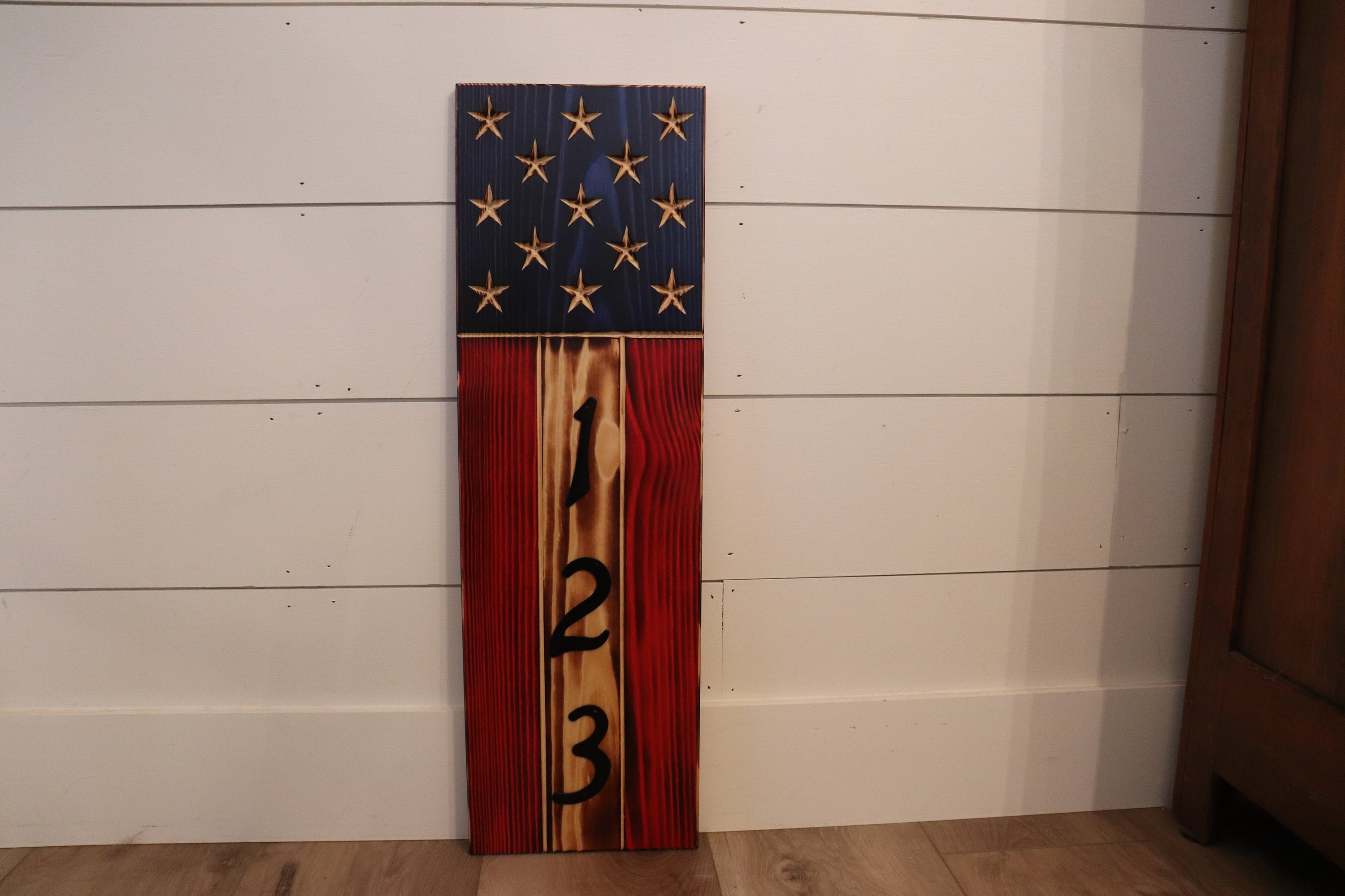 US Flag House Number Sign (3 Number) - Etsy