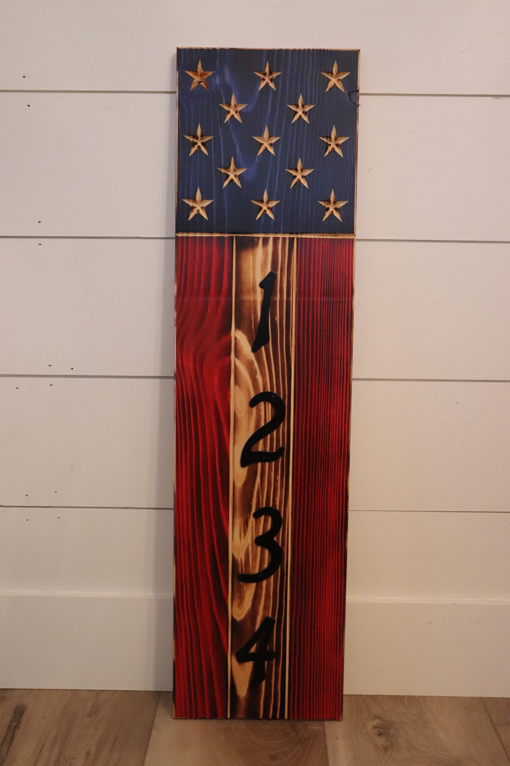 US Flag House Number Sign (4 Number) - Etsy