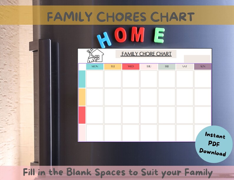 Family Chore Chart, Family Planner, Editable Family Planner Printable ...