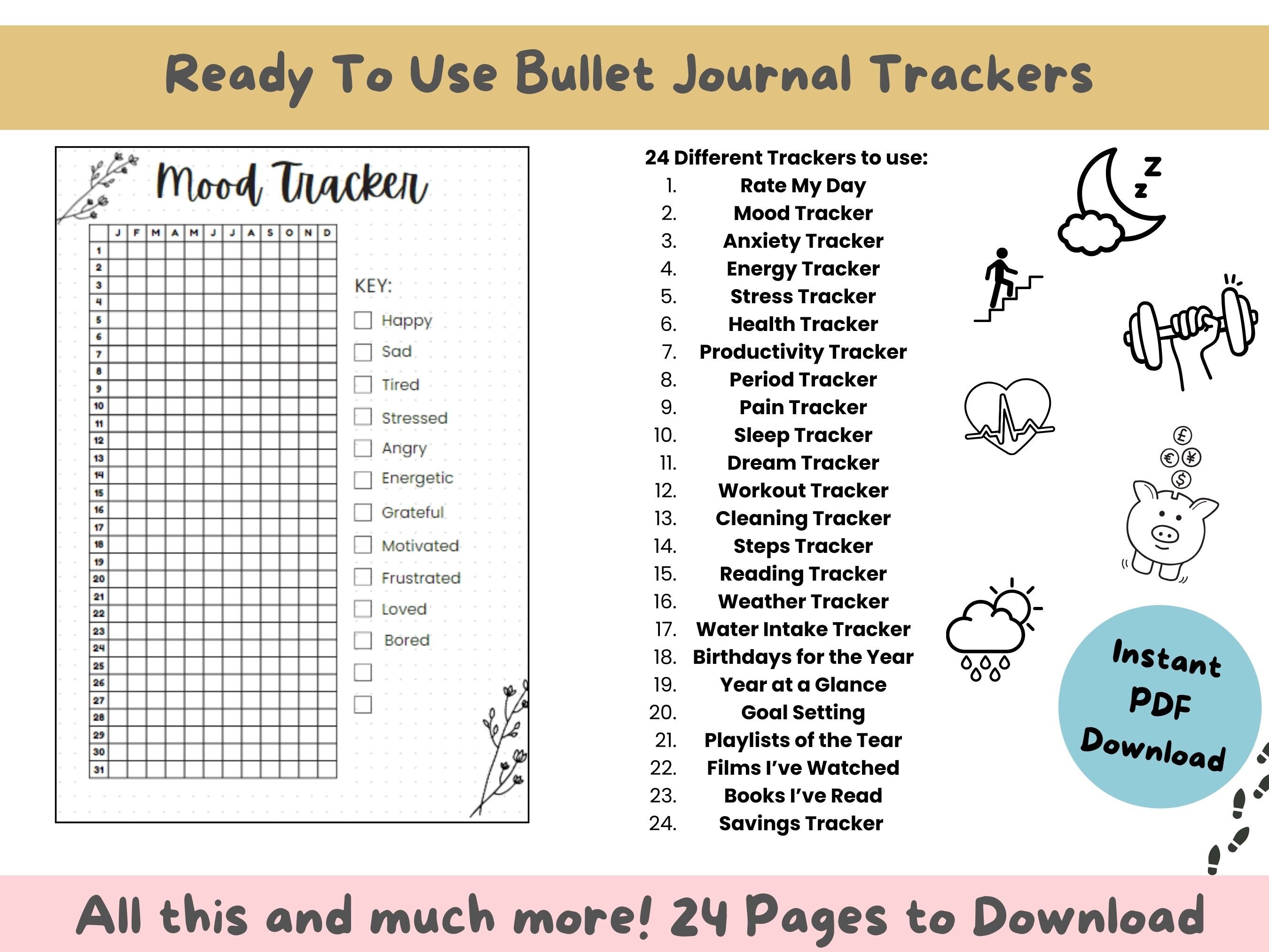 A Year in Pixels Trackers Bundle Bullet Journal Inserts Available in A4 ...