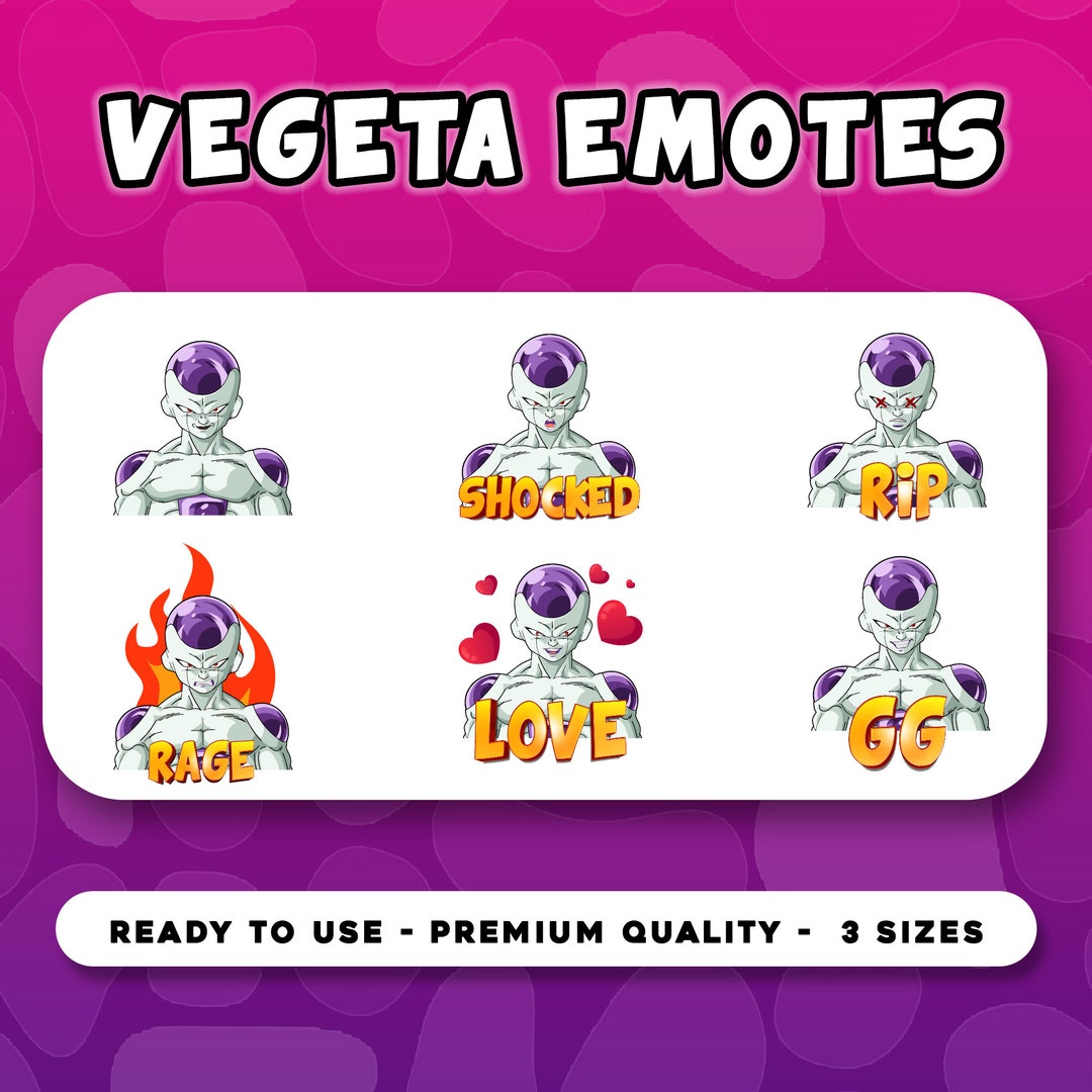 Set of 18 Vegeta Emotes Sticker Reactions for Twitch, Youtube,discord ...