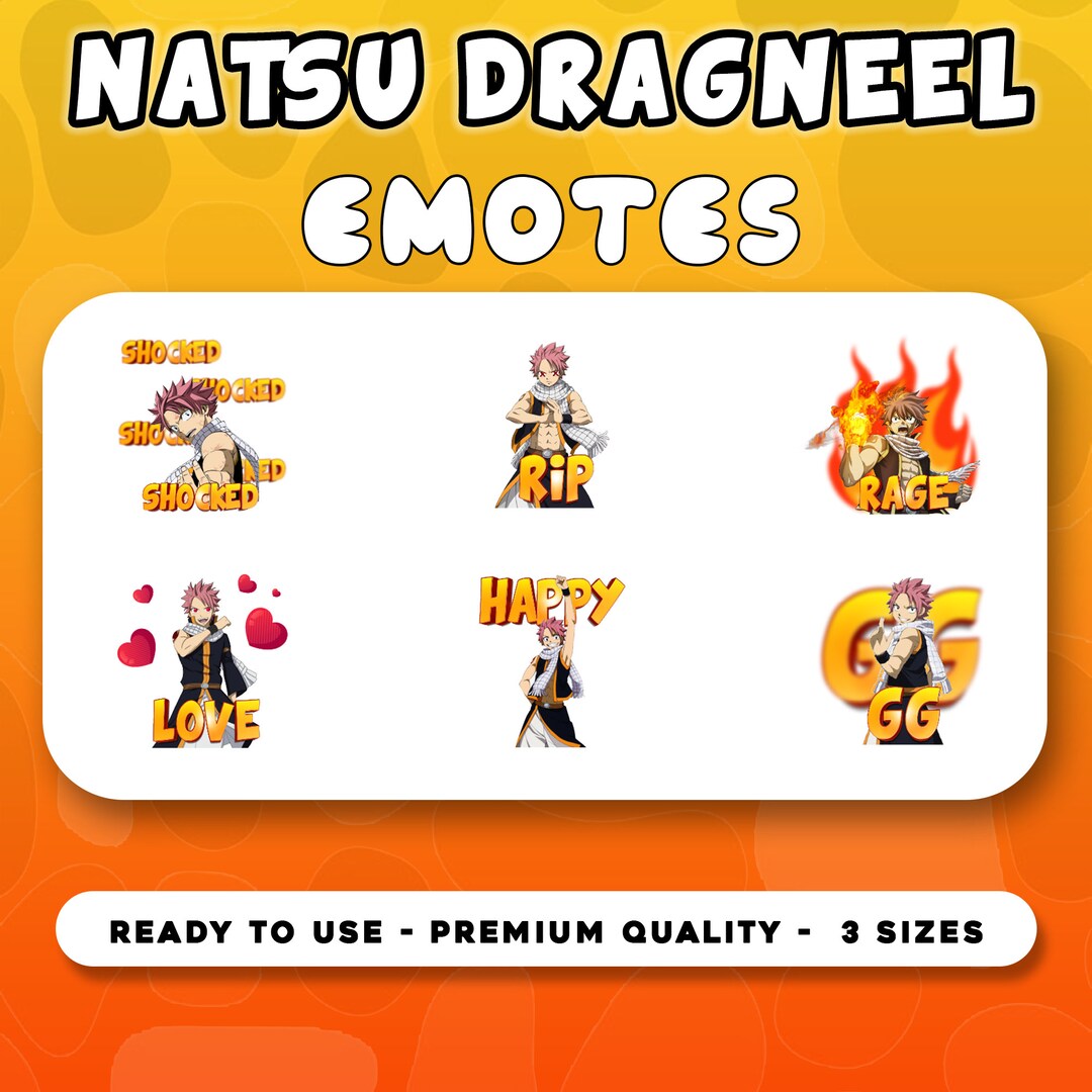 Set of 18 Natsu Emotes Reactions for Twitch, Youtube, Discord Emotes ...
