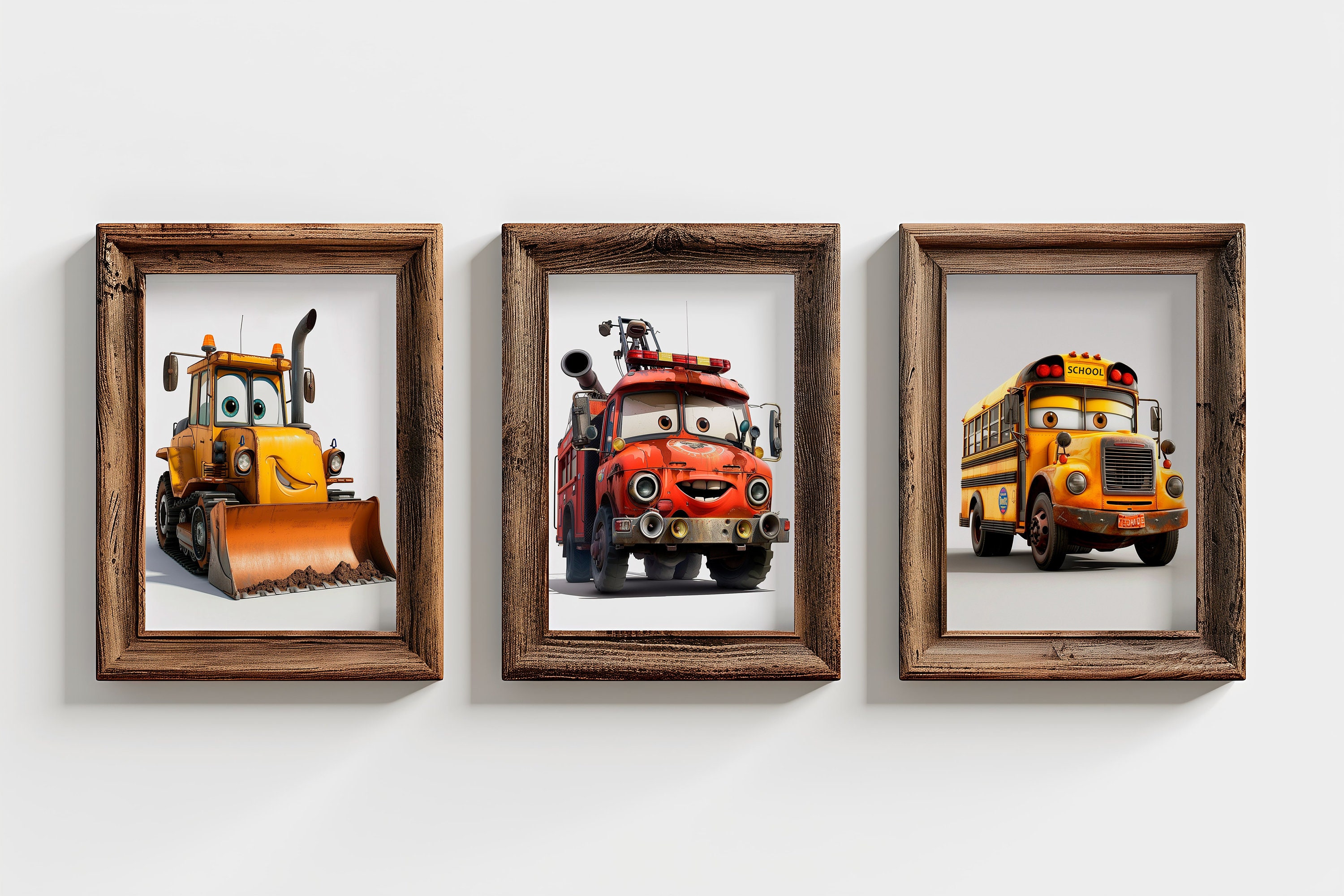 Set of 3 Printable Vehicles in Pixar Cars Movie Style, Printing ...