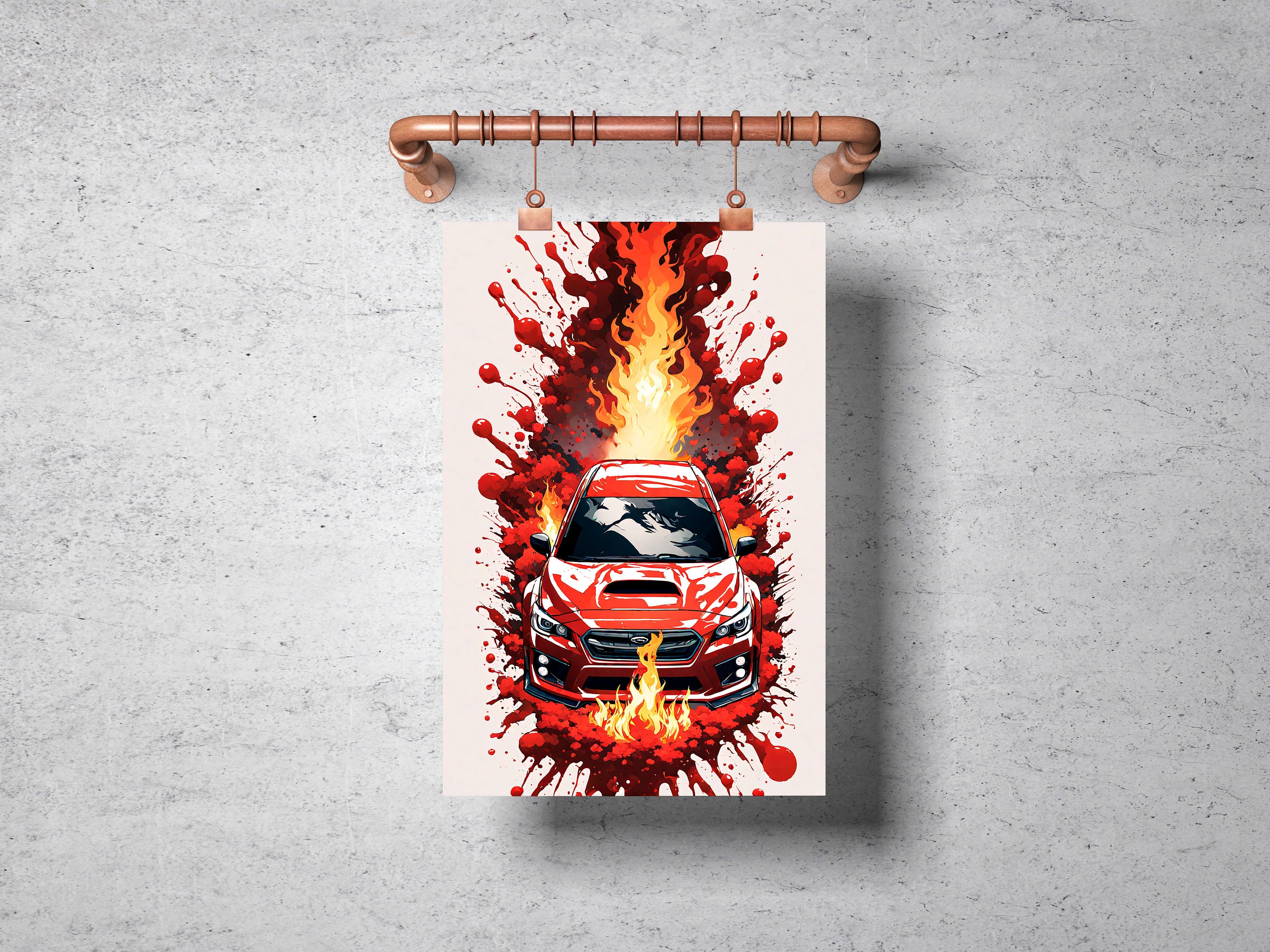 Subaru WRX STI Colorful Car Artwork Poster, Car Guy Gift, Japanese ...