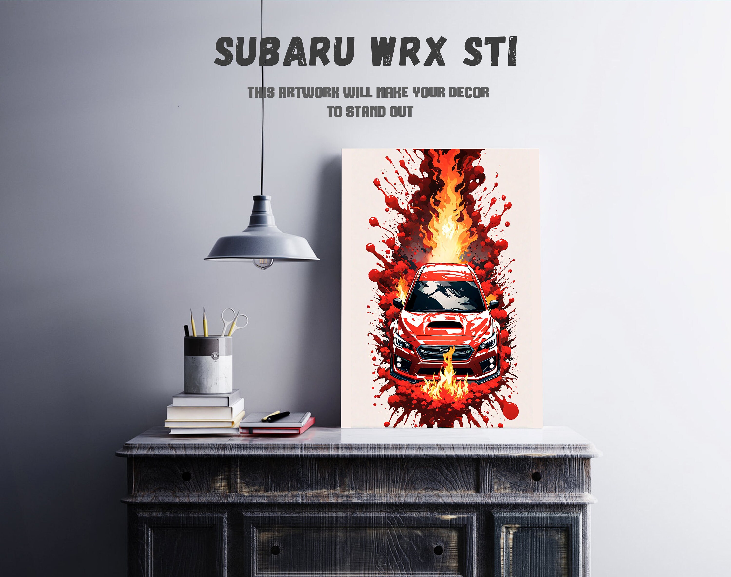 Subaru WRX STI Colorful Car Artwork Poster, Car Guy Gift, Japanese ...