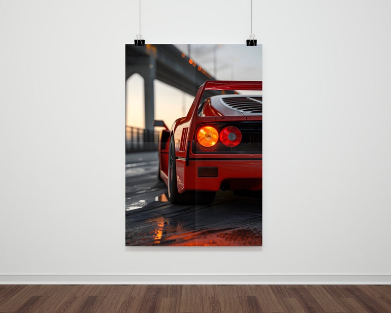 Red Ferrari F40 Rear View Poster, Automotive Enthusiast, Car Guy, Car ...