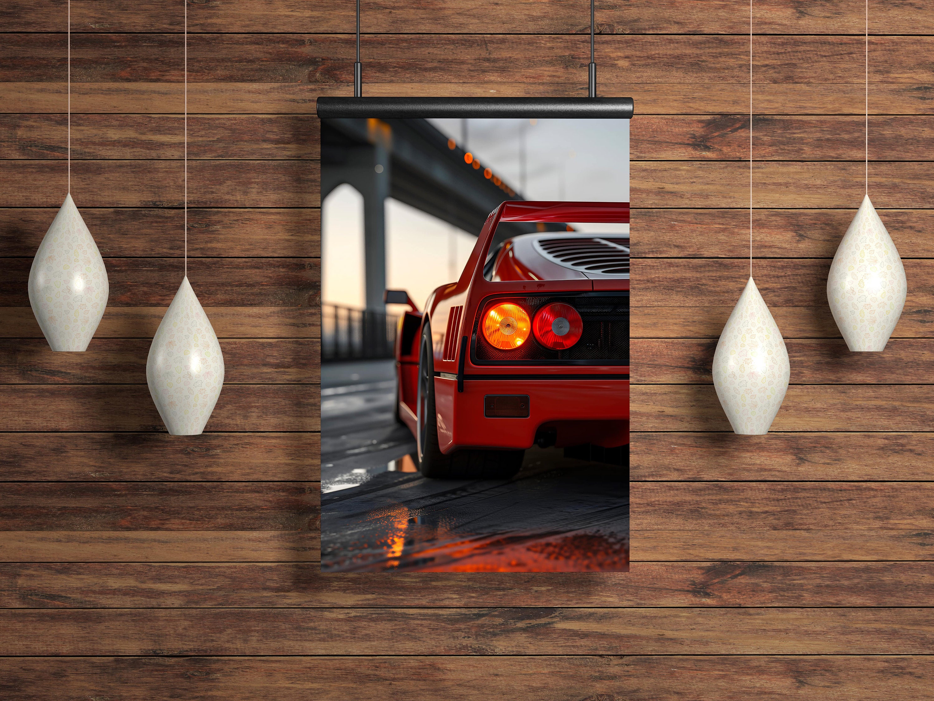 Red Ferrari F40 Rear View Poster, Automotive Enthusiast, Car Guy, Car ...