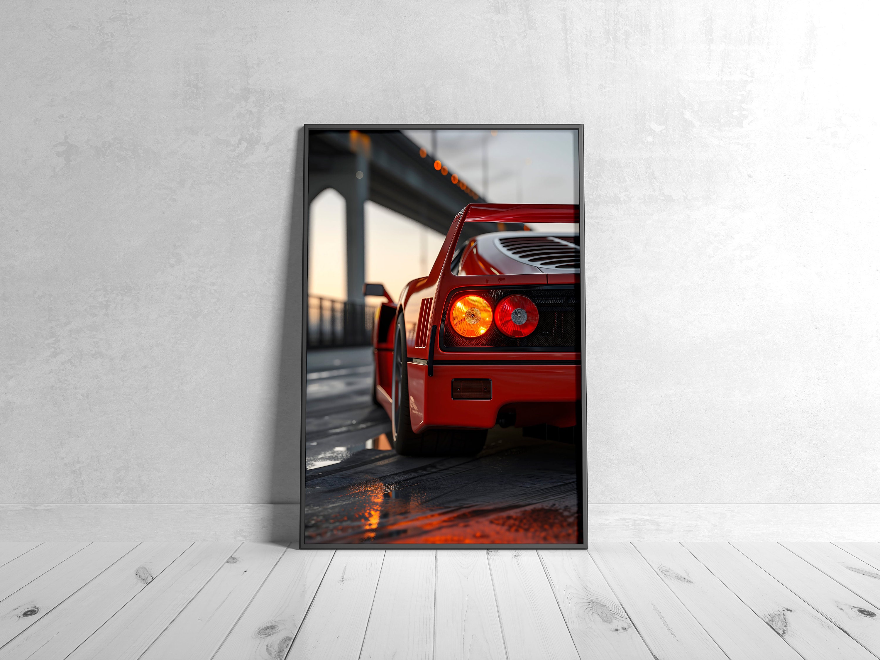 Red Ferrari F40 Rear View Poster, Automotive Enthusiast, Car Guy, Car ...