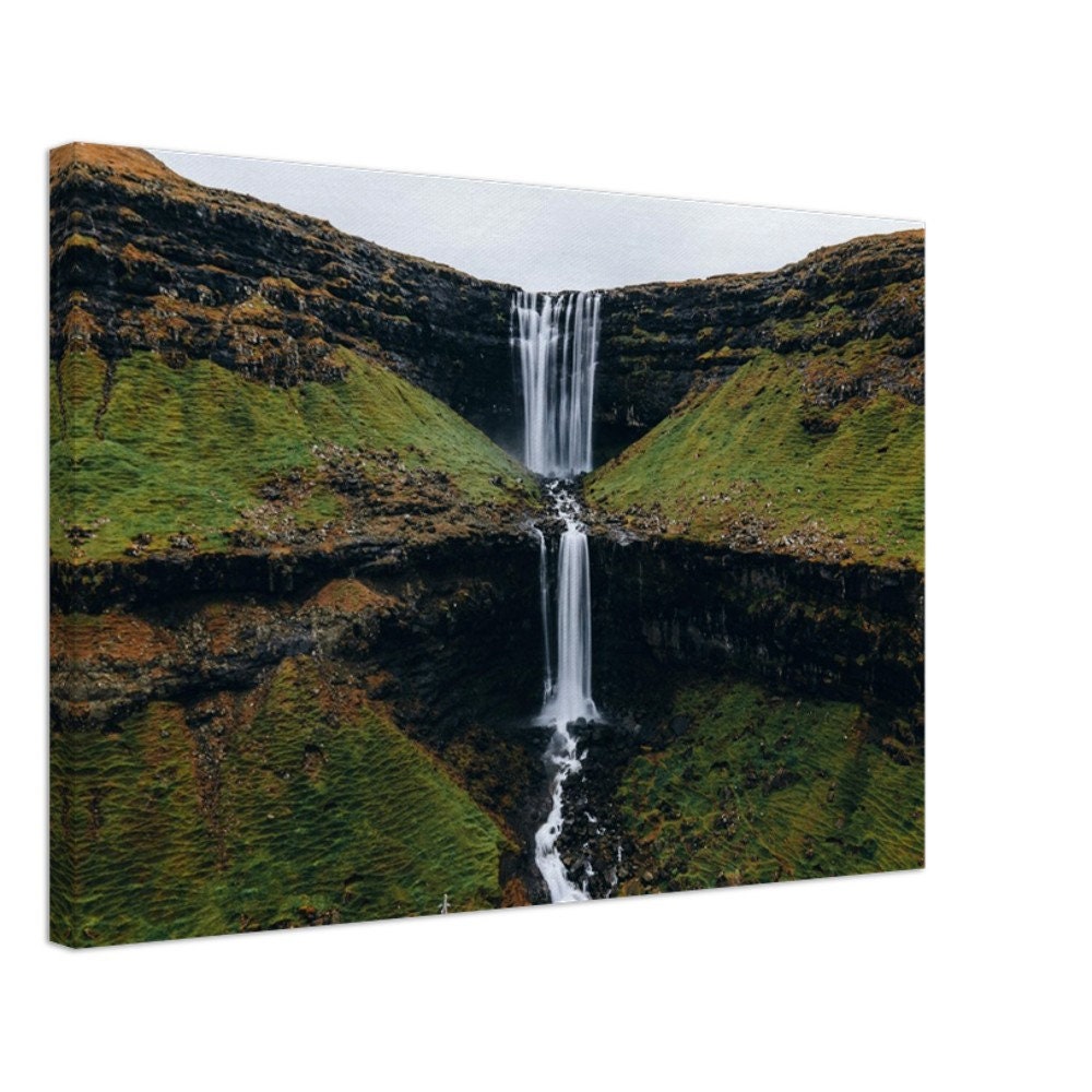Chasing Waterfalls fossa Waterfall, Faroe Islands Canvas - Etsy