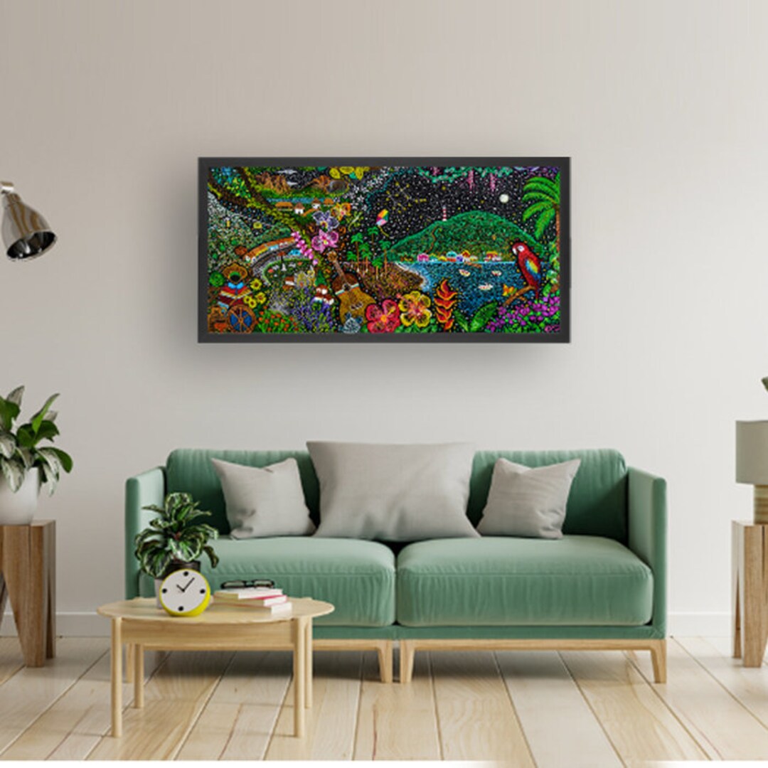 Original Acrylic Paint Mi Tierra En Casa 49x 25 Inches Mixed Media ...