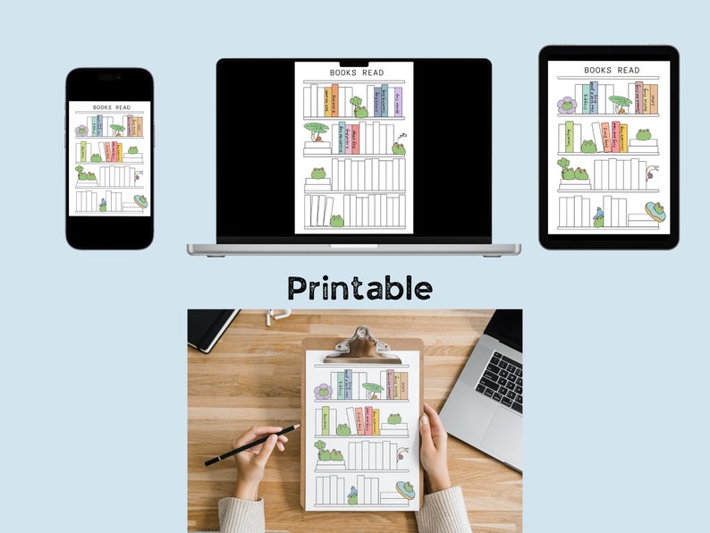 Cute Frog Theme Books Read Digital Printable, Reading Book Log Tracker ...