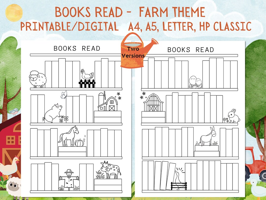 Farm Theme Books Read Digital Printable, Reading Book Log Tracker ...