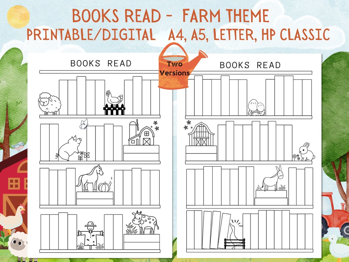Farm Theme Books Read Digital Printable, Reading Book Log Tracker ...
