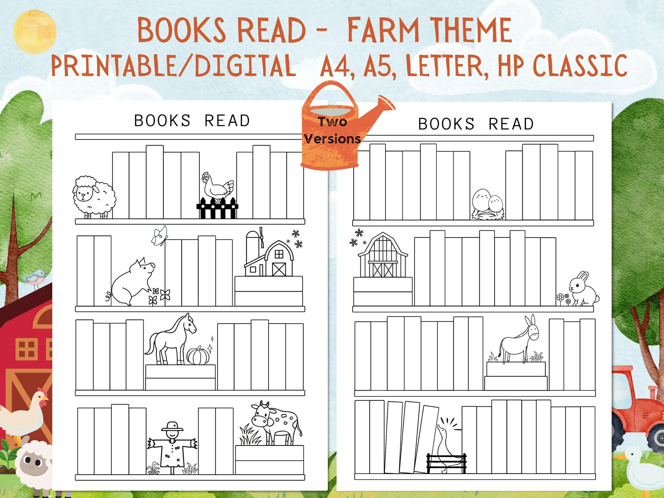 Farm Theme Books Read Digital Printable, Reading Book Log Tracker ...