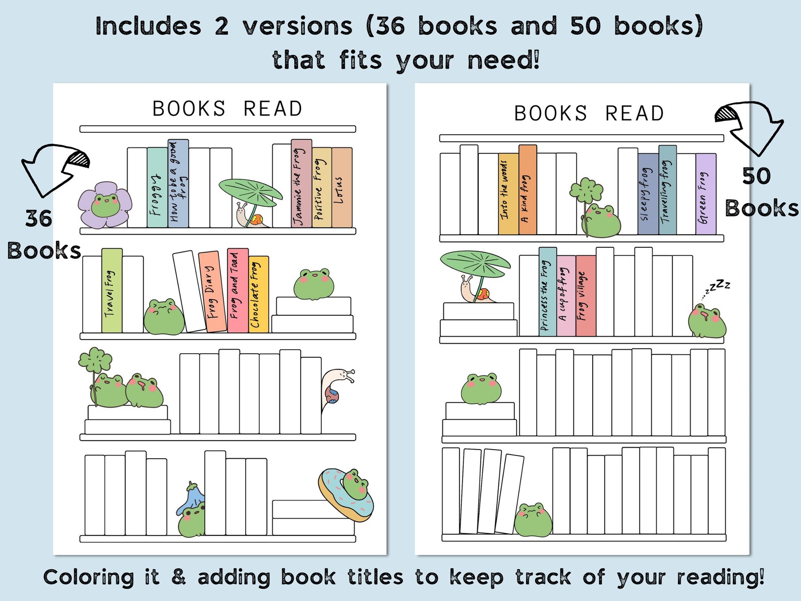 Cute Frog Theme Books Read Digital Printable, Reading Book Log Tracker ...