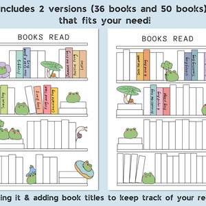 Cute Frog Theme Books Read Digital Printable, Reading Book Log Tracker ...