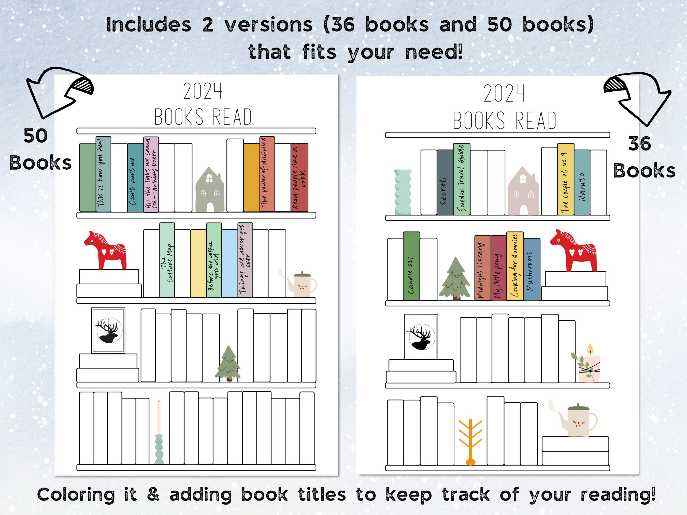 2024 Nordic-inspired Books Read Digital Printable, Reading Book Log ...