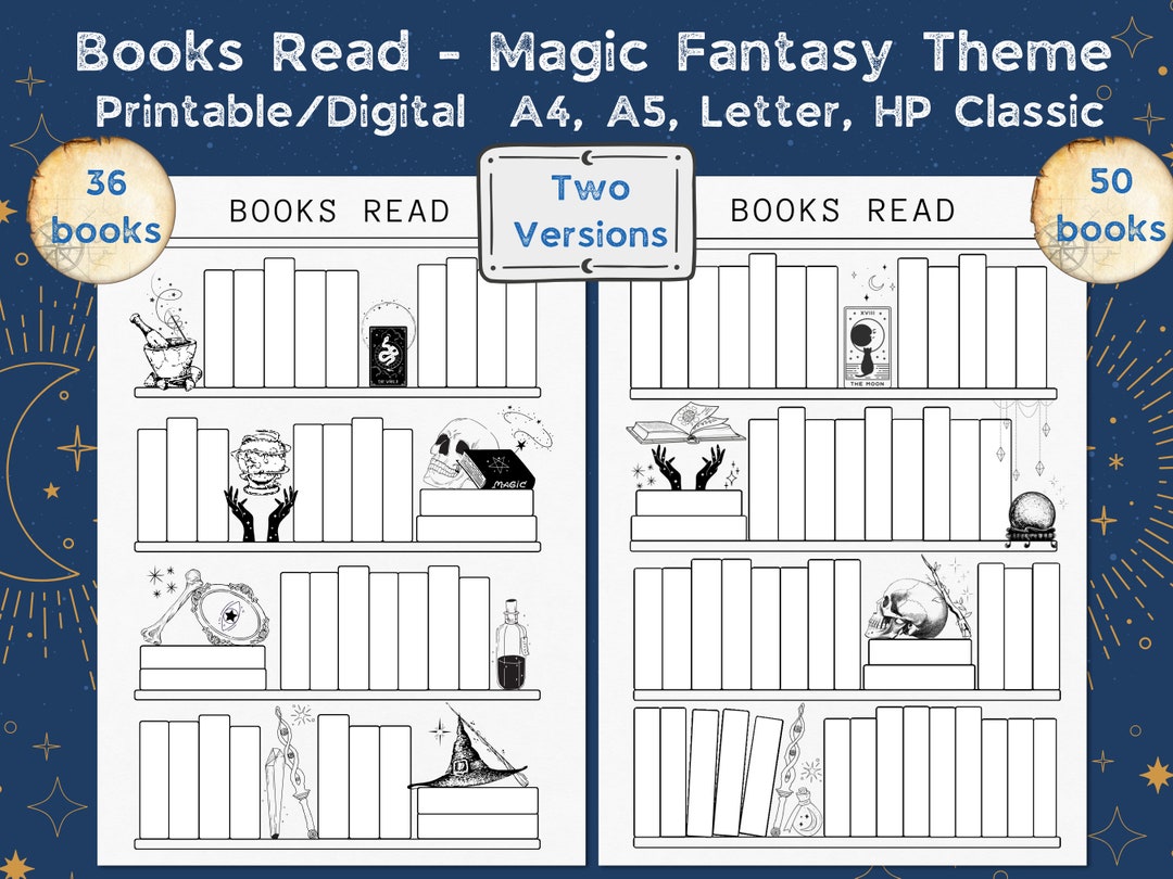 Magic Fantasy Theme Books Read Digital Printable, Reading Book Log ...