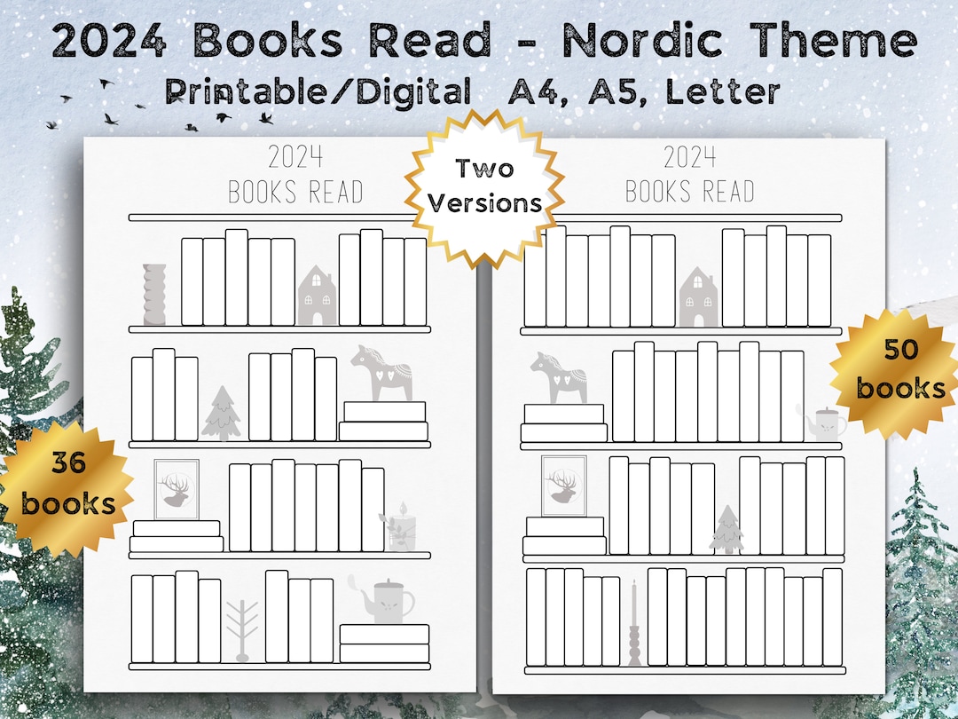 2024 Nordic-inspired Books Read Digital Printable, Reading Book Log ...