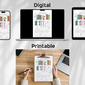 2024 Books Read Digital Printable, Reading Book Log Tracker, Bookshelf ...