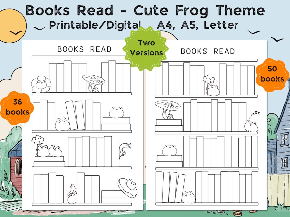 Cute Frog Theme Books Read Digital Printable, Reading Book Log Tracker ...
