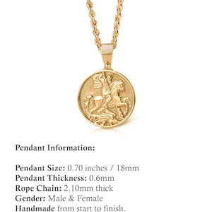 14K Gold Saint George Necklace, Gold Sovereign Pendant, Greek Orthodox ...