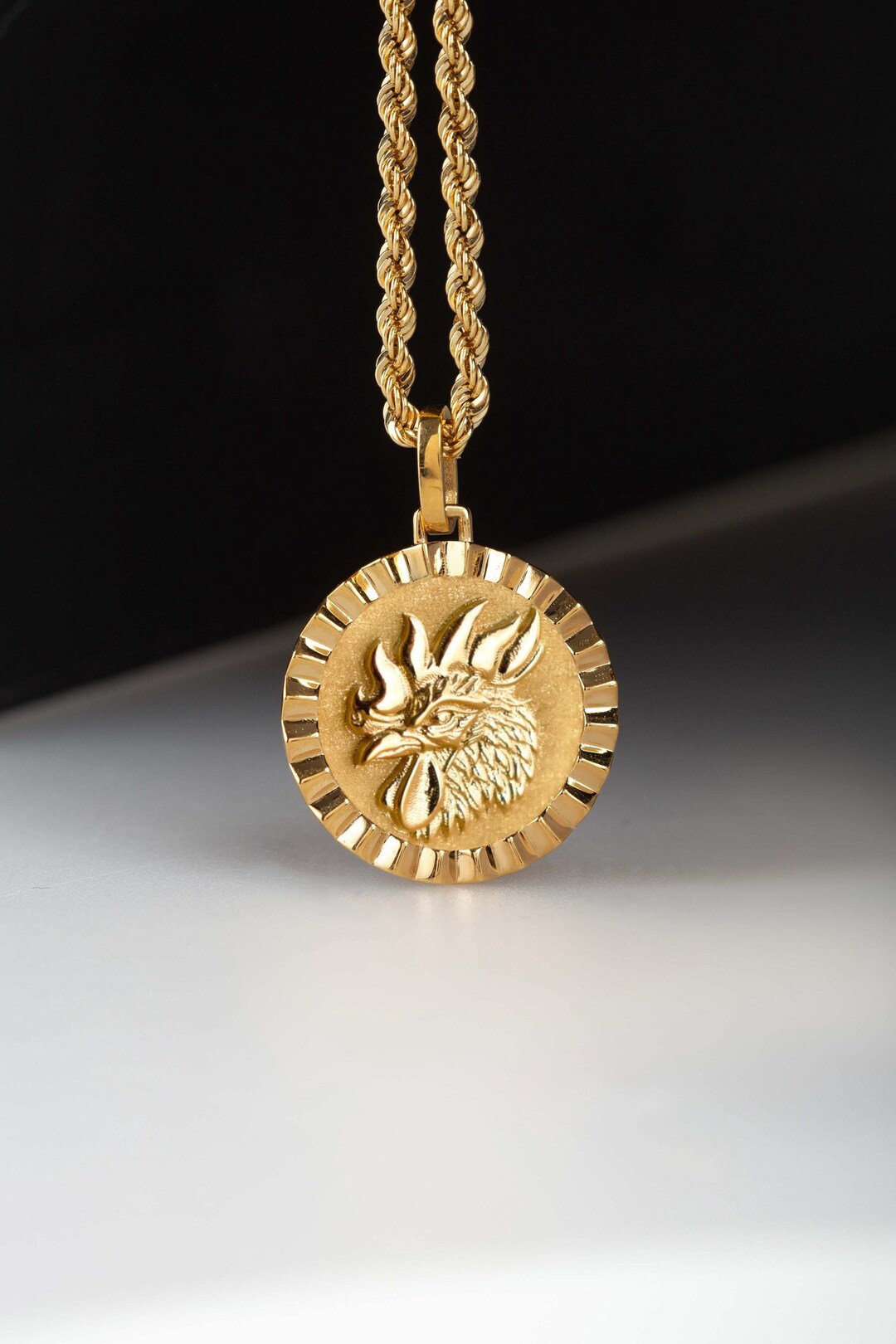 Rooster Pendant, 14K Sold Gold Chicken Necklace, Chinese Rooster Zodiac ...
