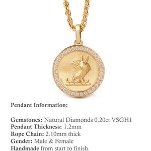 14K Gold Phoenix Necklace, Custom Phoenix Head Pendant, Mythical ...