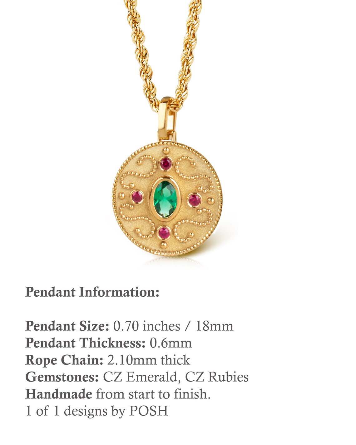 14K Gold Emerald Byzantine Necklace: Ancient Greek Style Pendant - Etsy