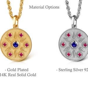 Greek Byzantine Necklace, 14K Gold Multi Gemstone Byzantine Pendant ...