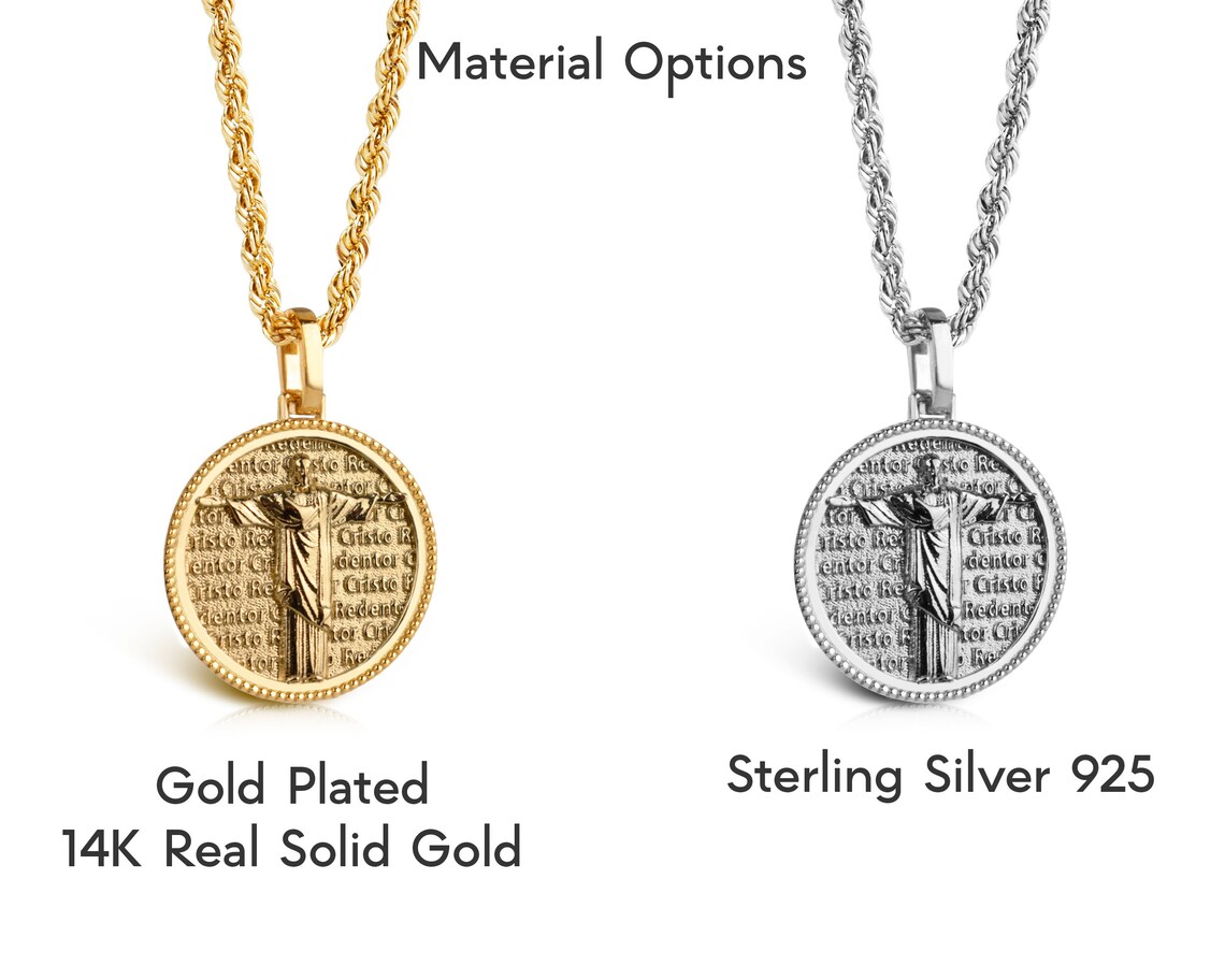 14K Solid Gold Christ Redeemer Necklace: Rio De Janeiro Pendant - Etsy
