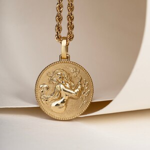 14K Solid Gold Virgo Pendant Necklace: Personalized Zodiac Charm - Etsy