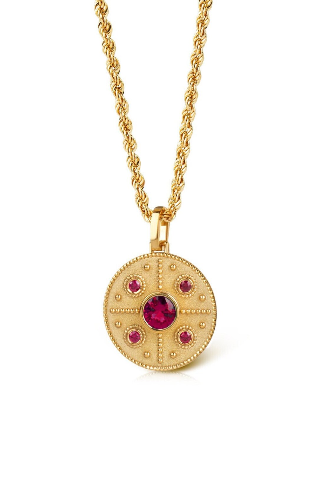 Ruby Byzantine Pendant: 14K Solid Gold Ancient Greek Necklace - Etsy