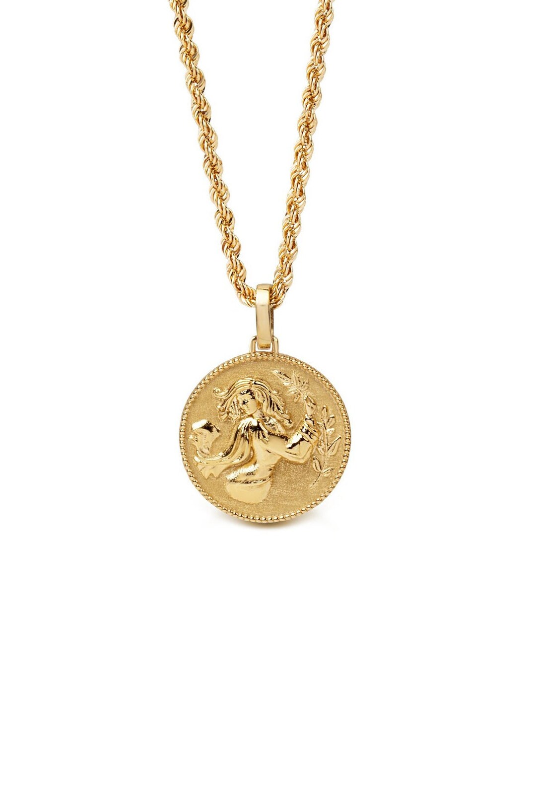 14K Solid Gold Virgo Pendant Necklace: Personalized Zodiac Charm - Etsy