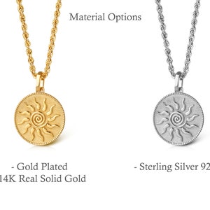 14K Gold Spiral Sun Necklace: Celestial Disc Pendant - Etsy