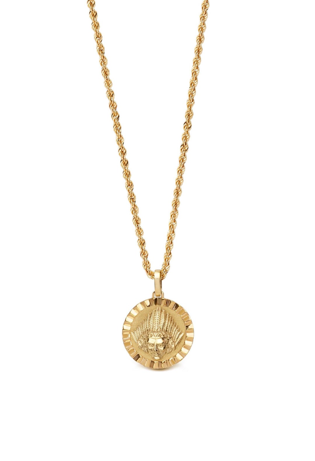 14K Solid Gold Native American Pendant Necklace - Etsy