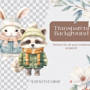 Winter Woodland Watercolor Clip Arts | Watercolor Forest Animal, Snowy ...