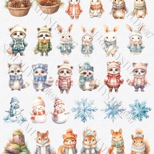 Winter Woodland Watercolor Clip Arts | Watercolor Forest Animal, Snowy ...