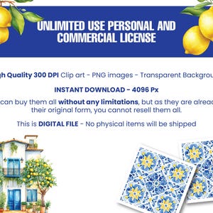 Lemon Mediterranean Watercolor Clip Arts | Citrus Elements and Seamless ...