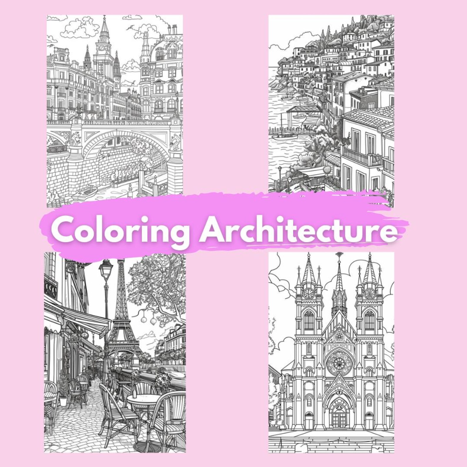 Architecture Coloring Book - Etsy