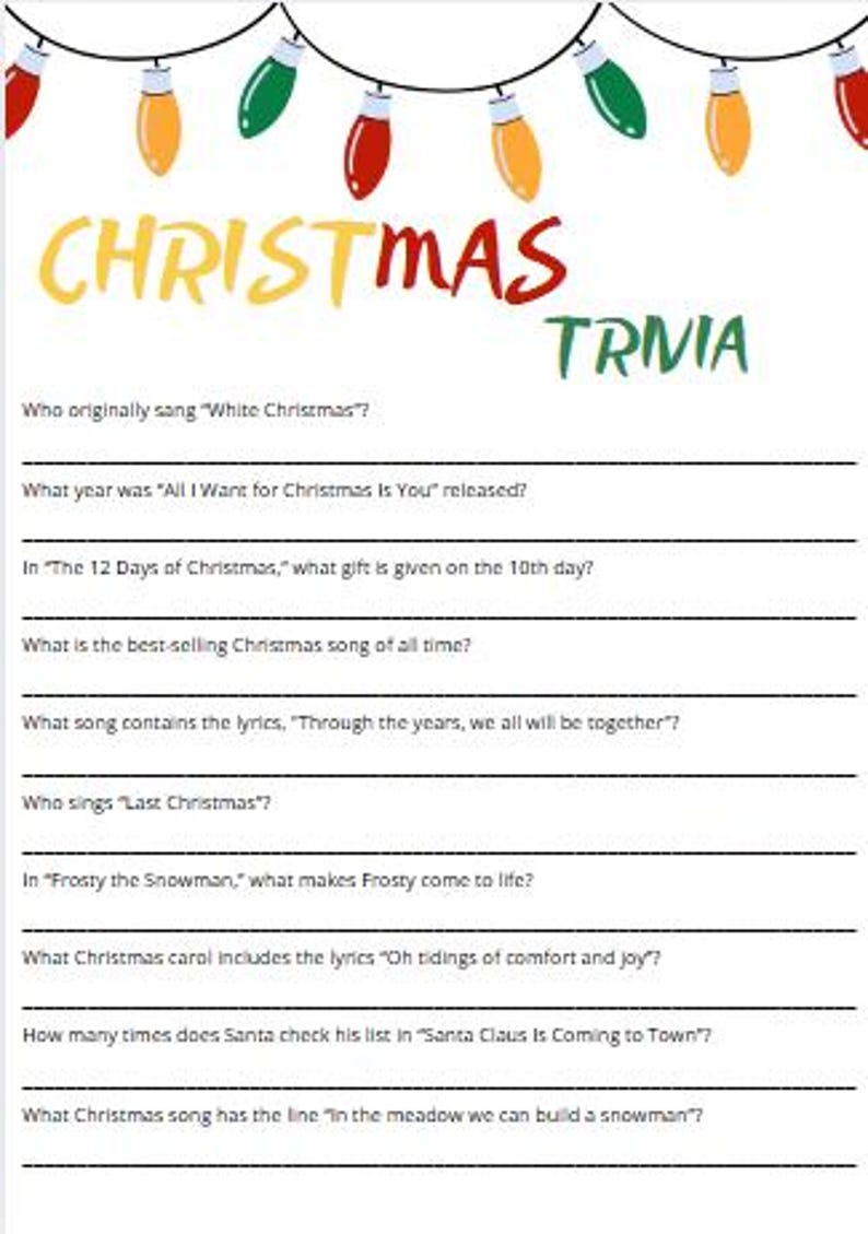 Christmas Trivia / Questions / Family / Activities / Family Activities ...
